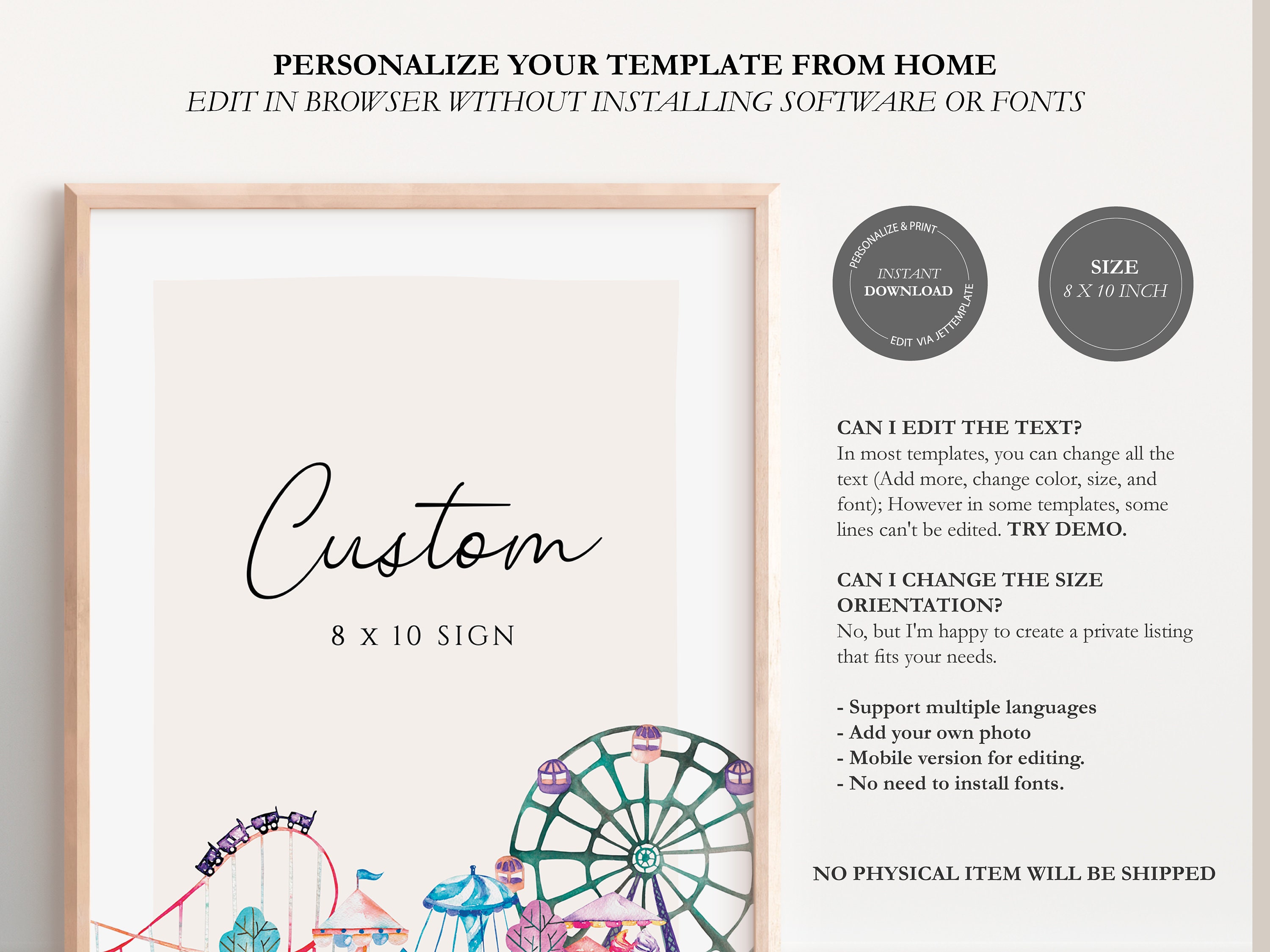 Amusement Park Birthday Sign, Theme Park Birthday Party, Fairgrounds ...