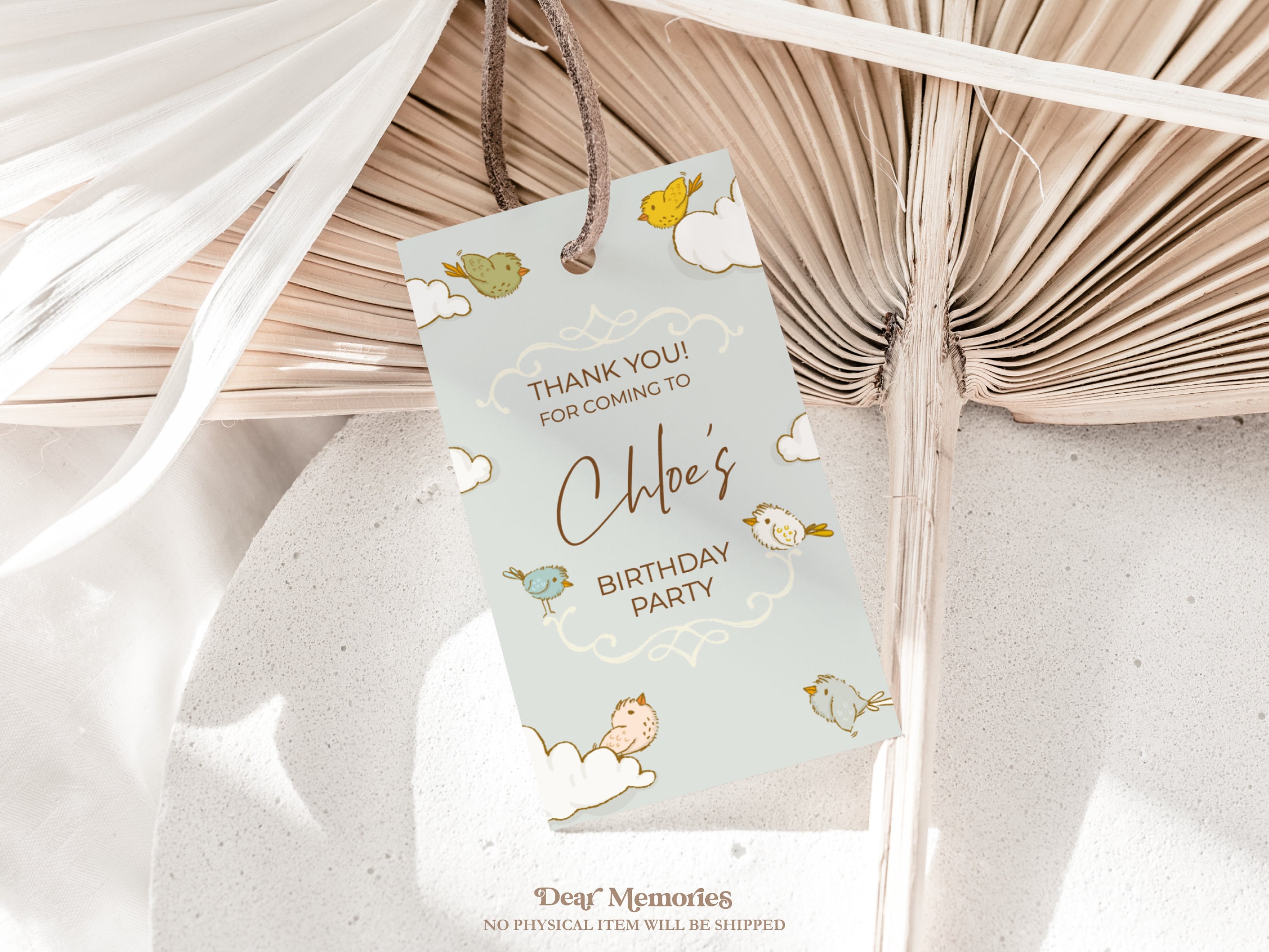 Birds Birthday Thank You Tags, Birds Party Favor Tags, Birds Theme ...