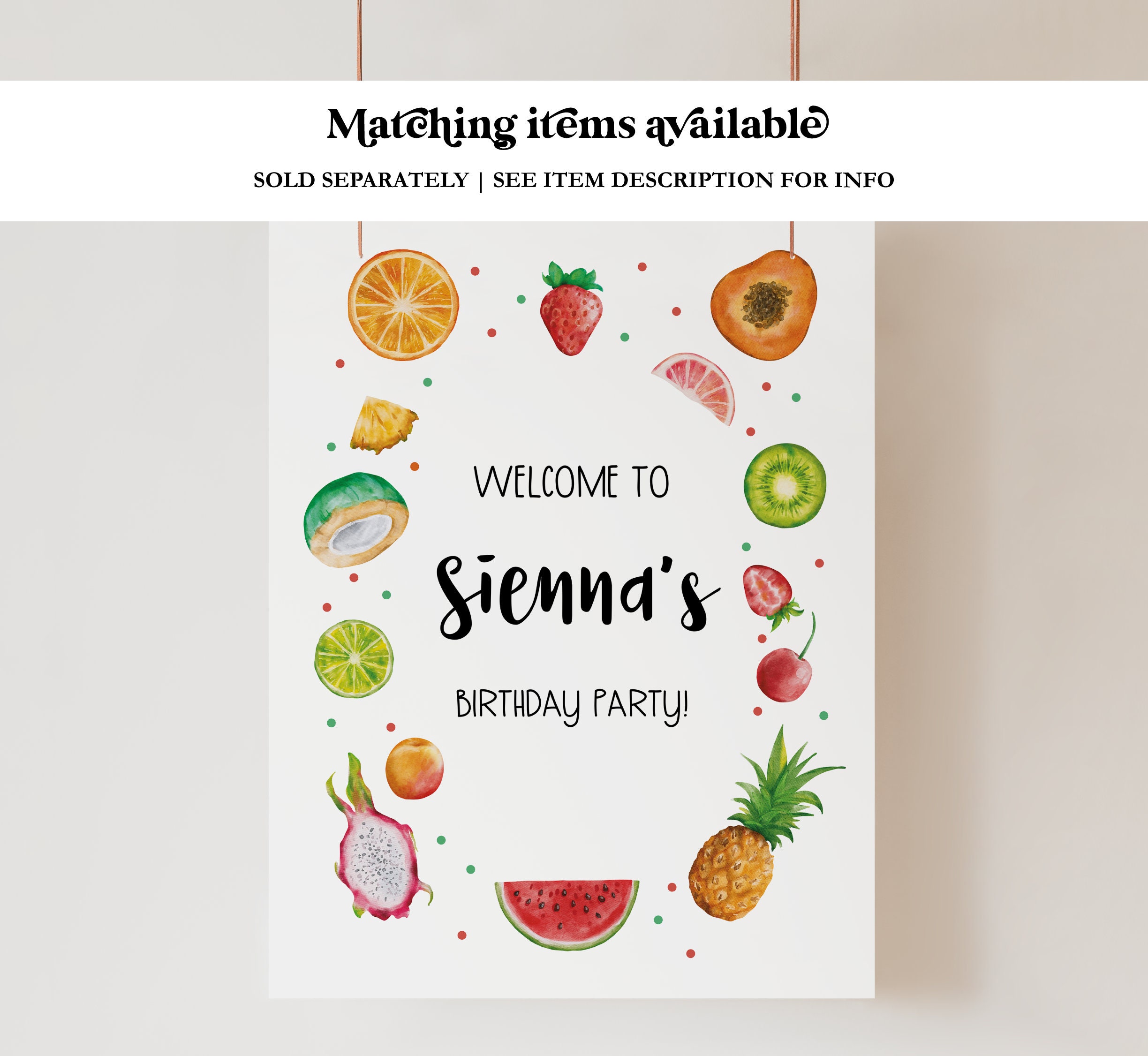 Fruit Birthday Invitation, Tropical Summer Party, Modern Fruit Invite ...