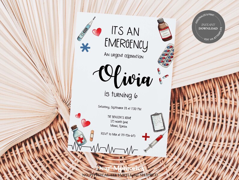 Medical Birthday Party Invitation Nurse Birthday Party - Etsy