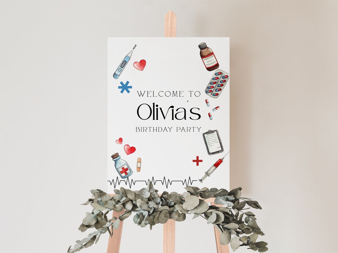 Medical Birthday Welcome Sign, Doctor Birthday Party Sign, Nurse Party ...