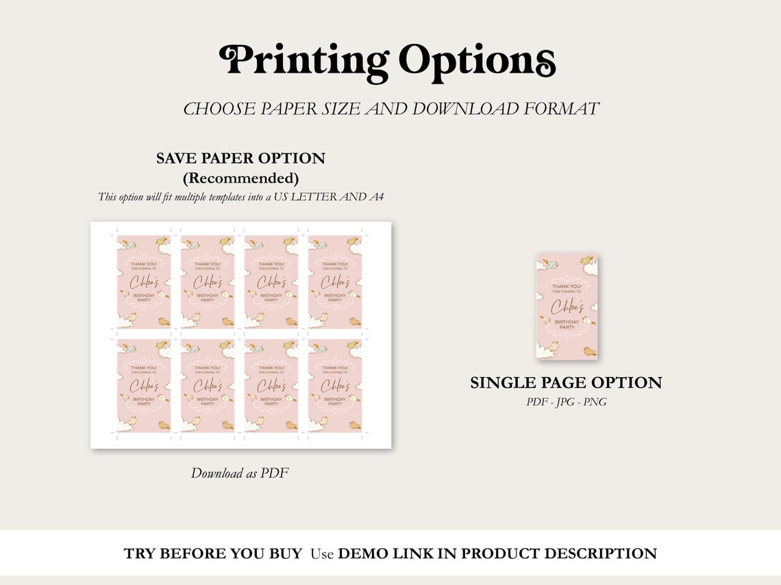 Pink Birds Birthday Thank You Tags, Birds Party Favor Tags, Birds Theme ...