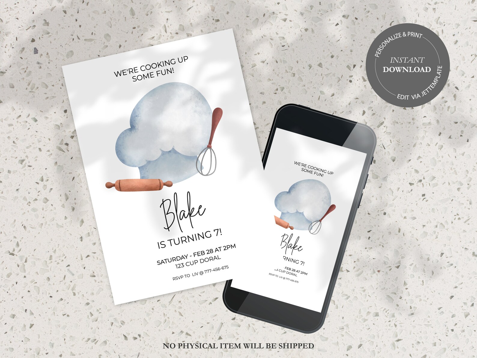 Chef Hat Birthday Party Invitation, Cooking Party Birthday, Baking ...