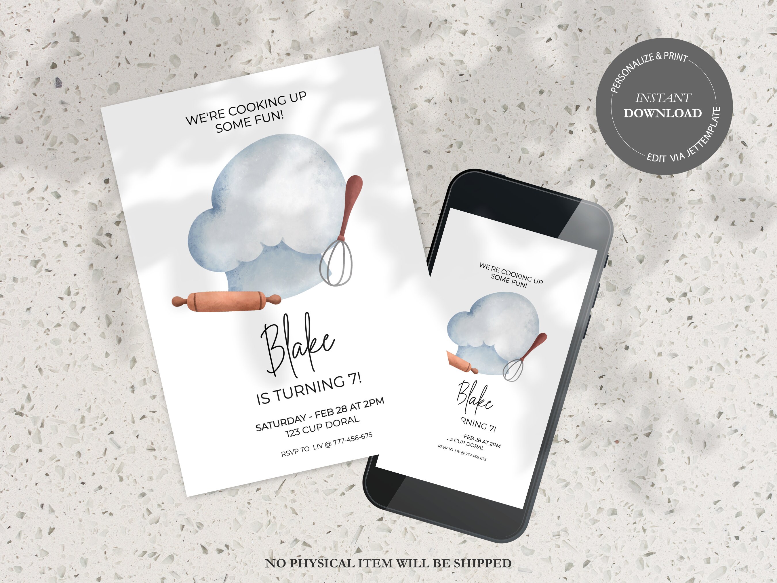 Chef Hat Birthday Party Invitation, Cooking Party Birthday, Baking ...