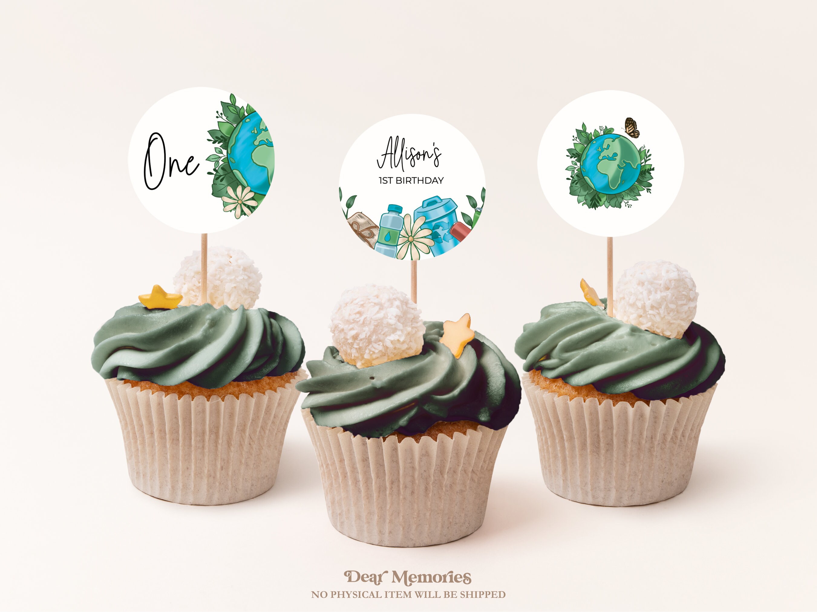 Earth Day Birthday Cupcake Toppers, Earth Day Party Decorations, Earth ...