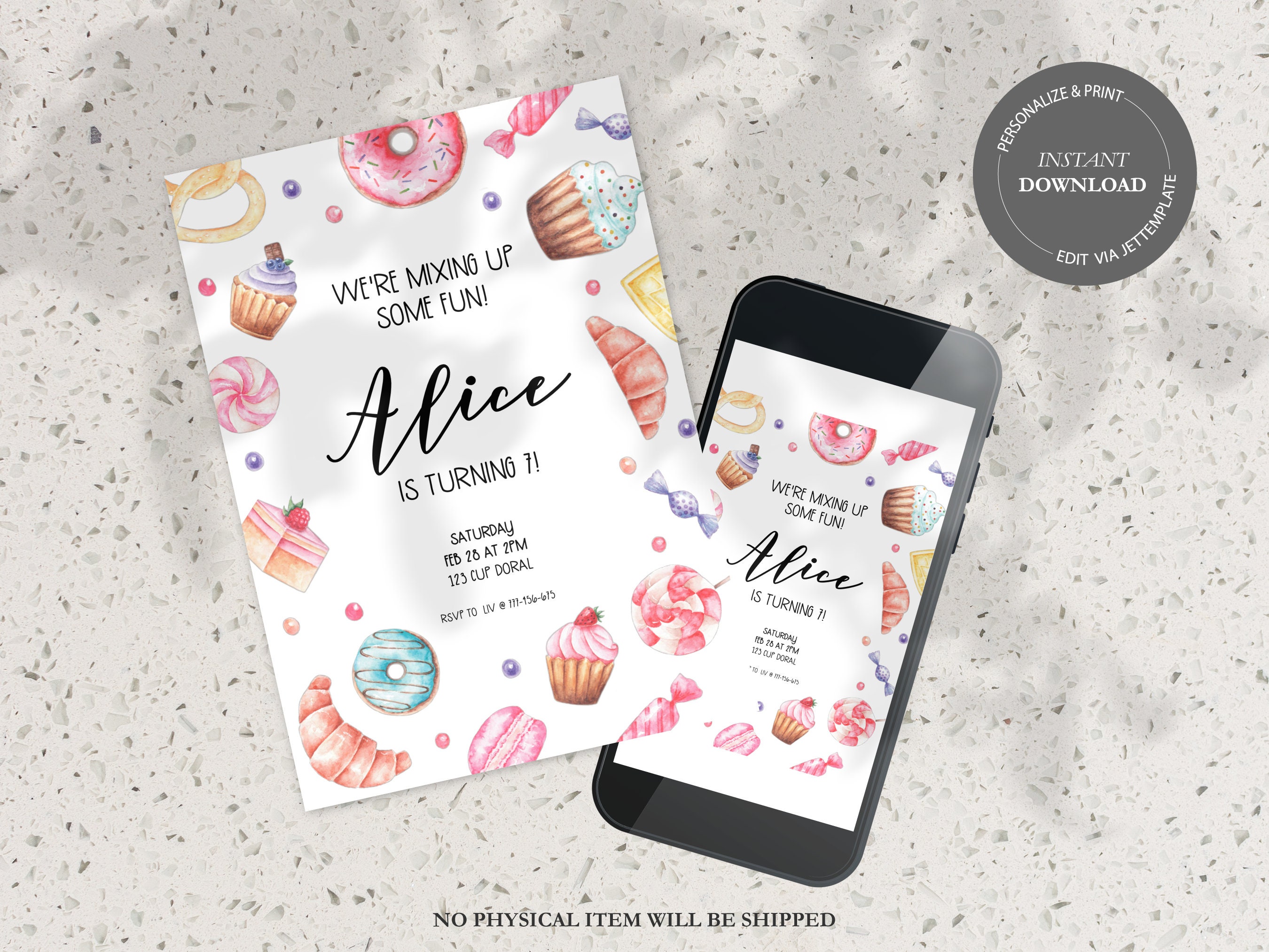 Baking Birthday Invitation, Pastries Cookie Party, Girl's Cooking Party ...