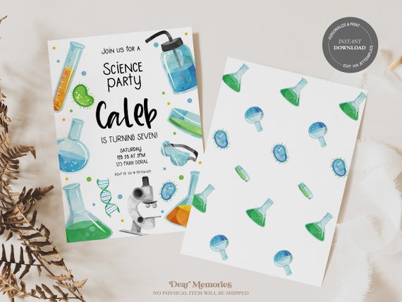 Science Birthday Party Invitation Science Invitation Mad | Etsy