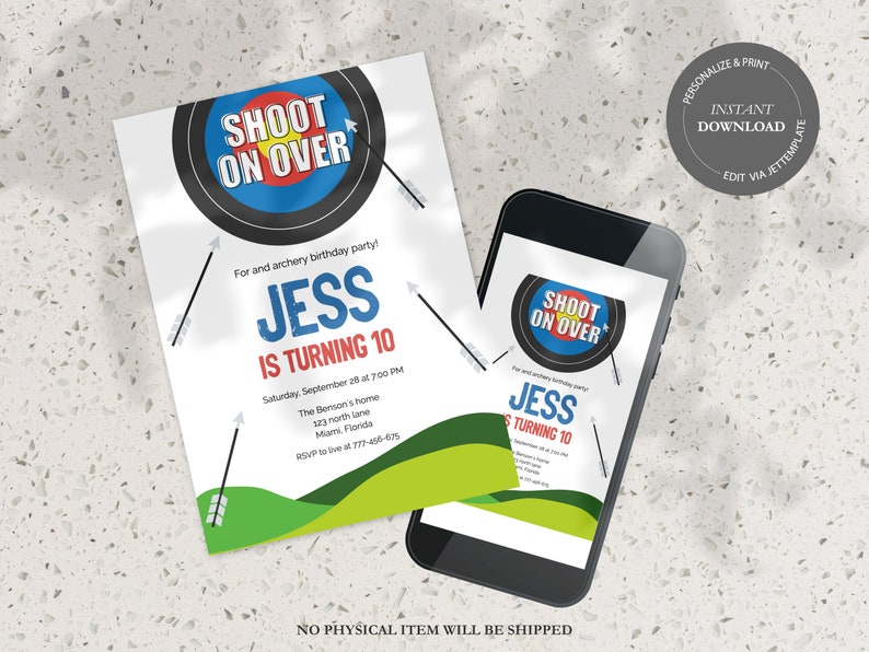 Archery Birthday Invitation Outdoor Shooting Party Invite - Etsy