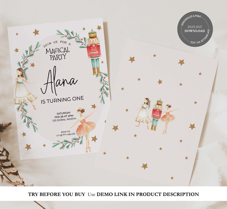 Nutcracker Birthday Invitation Christmas Ballet Invite Girl - Etsy