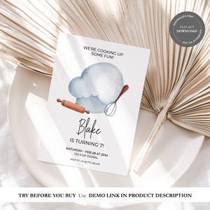 Chef Hat Birthday Party Invitation, Cooking Party Birthday, Baking ...