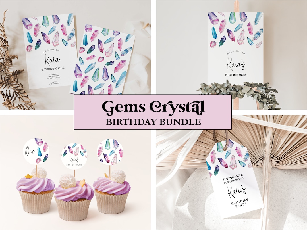 Crystal Birthday Party, Gems Birthday Bundle Set, Crystal Party Package ...