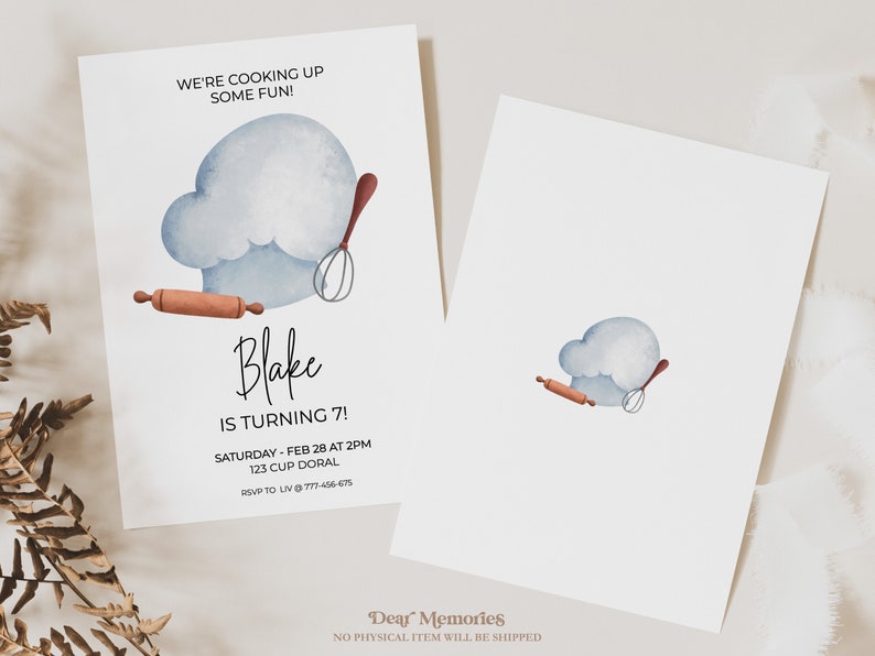 Chef Hat Birthday Party Invitation, Cooking Party Birthday, Baking ...