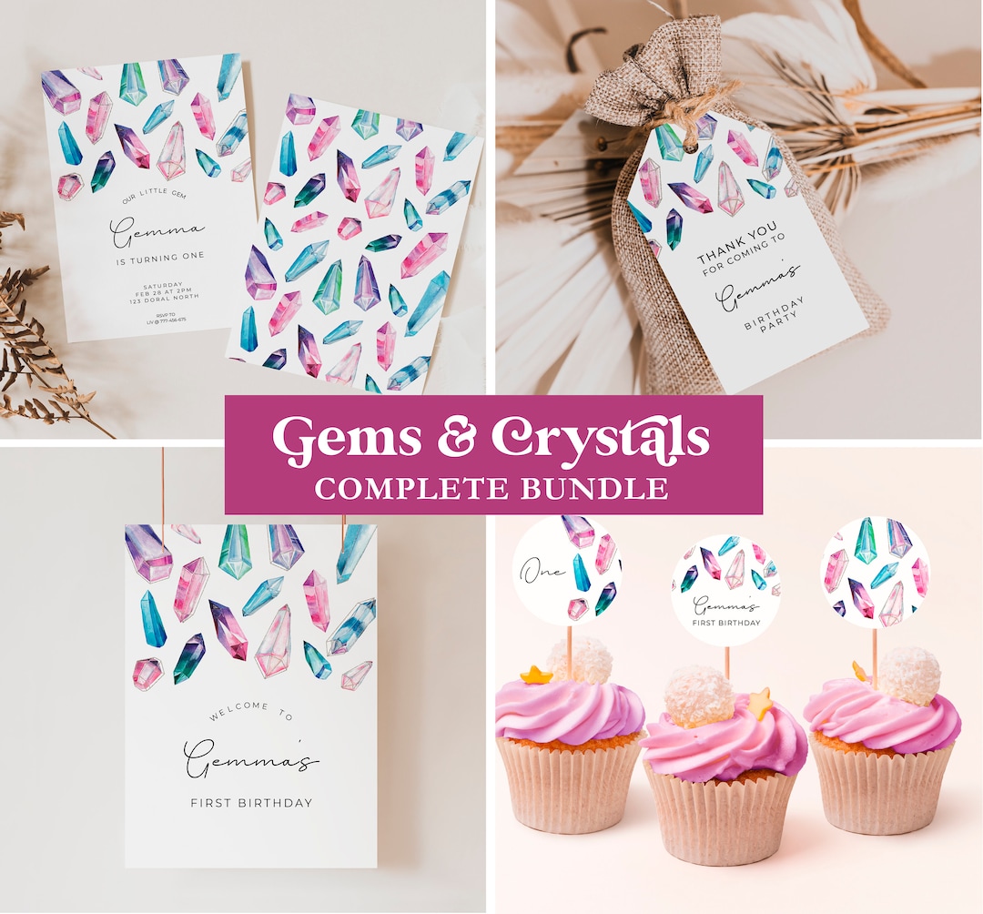 Crystal Birthday Party, Gems Birthday Bundle Set, Crystal Party Package ...