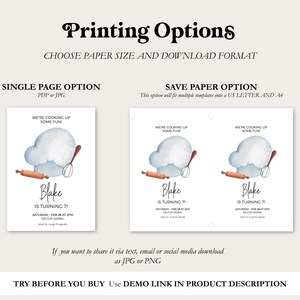 Chef Hat Birthday Party Invitation, Cooking Party Birthday, Baking ...