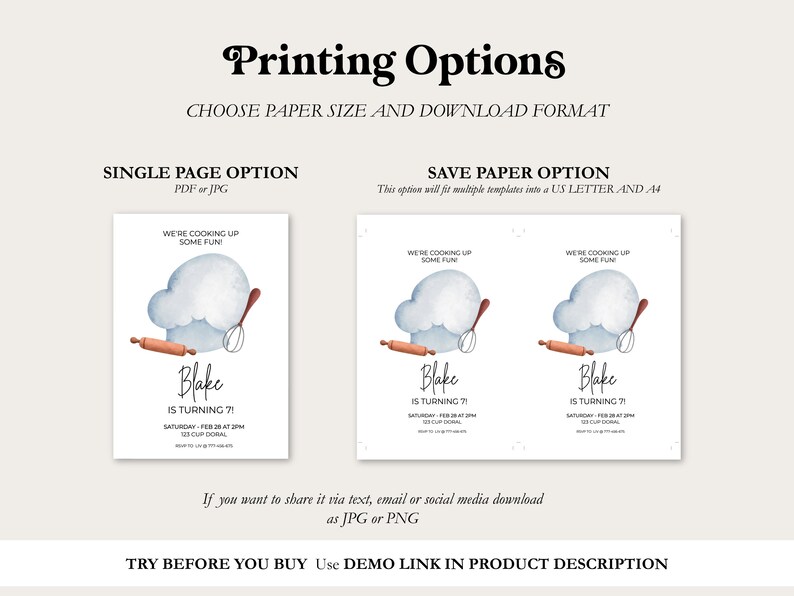 Chef Hat Birthday Party Invitation, Cooking Party Birthday, Baking ...