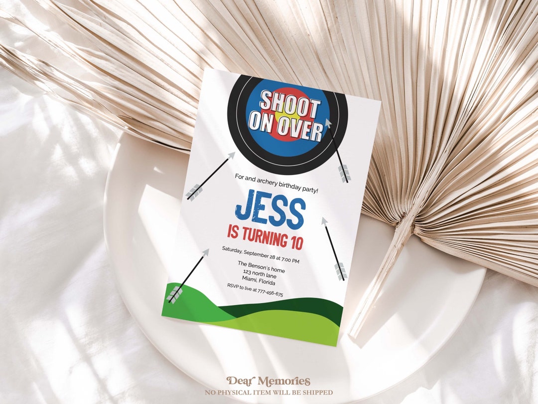 Archery Birthday Invitation , Outdoor Shooting Party Invite, Arrows ...