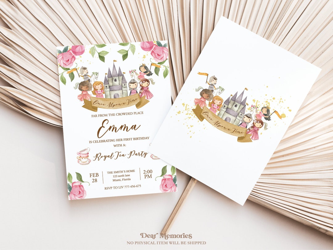Royal Tea Birthday Party, Knight and Princess Invitation, Princess ...