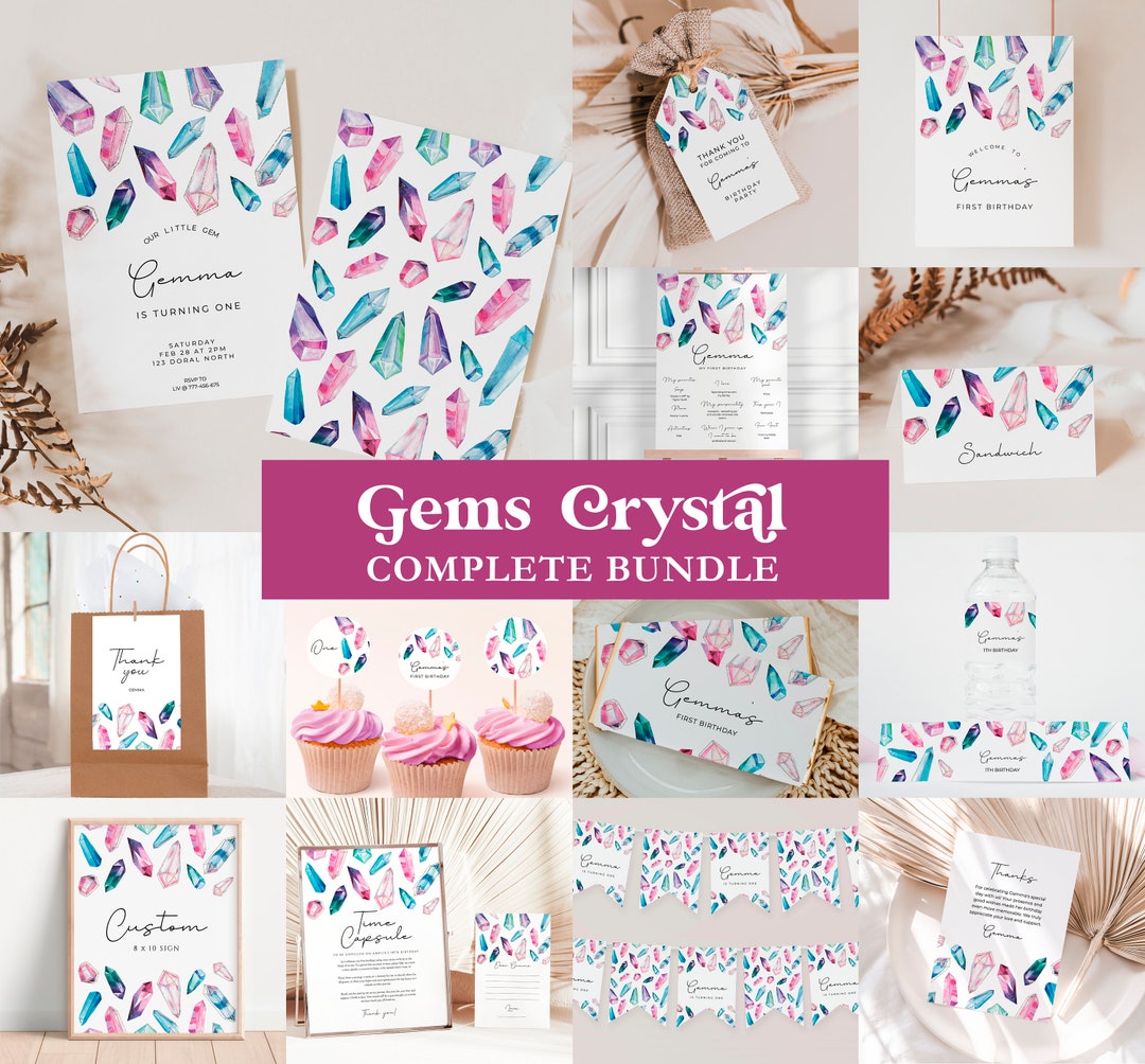 Gems Birthday Party, Crystal Birthday, Gems Birthday Bundle, Crystal ...