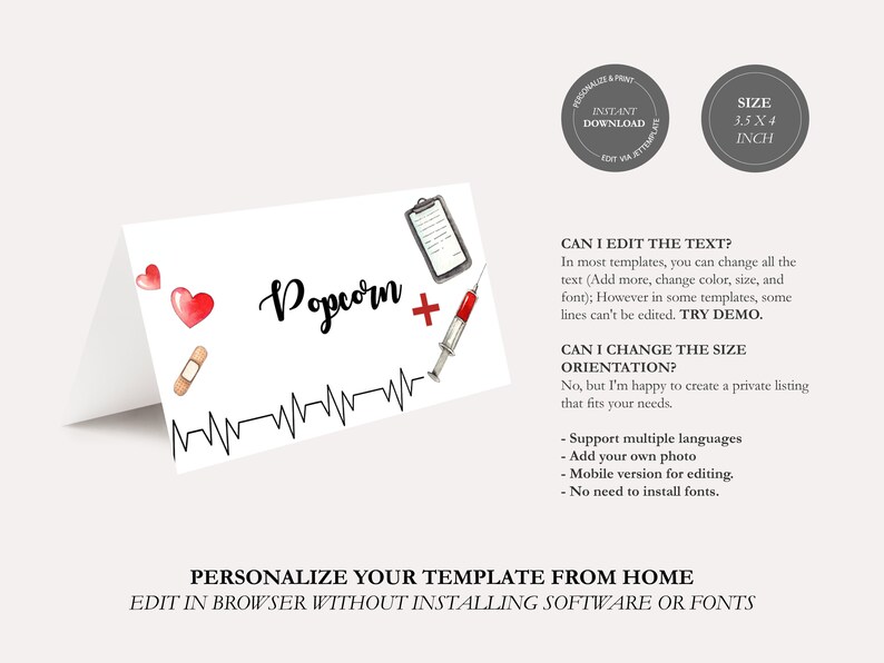 Medical Birthday Food Tents, Doctor Food Labels, Medical Party, Nurse ...