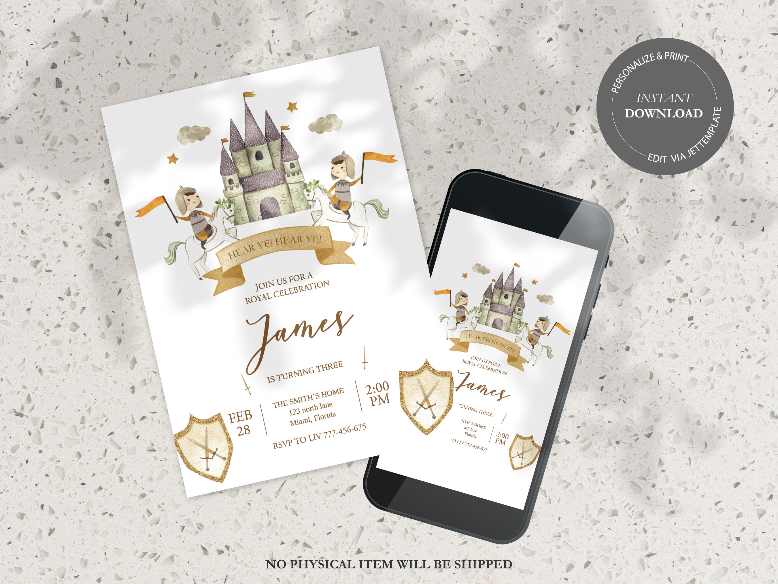 Knight Birthday Invite, Royal Knight Birthday Invite, Swivel Party ...