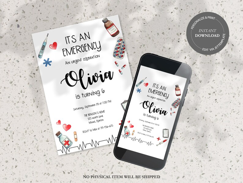 Medical Birthday Party Invitation Nurse Birthday Party - Etsy