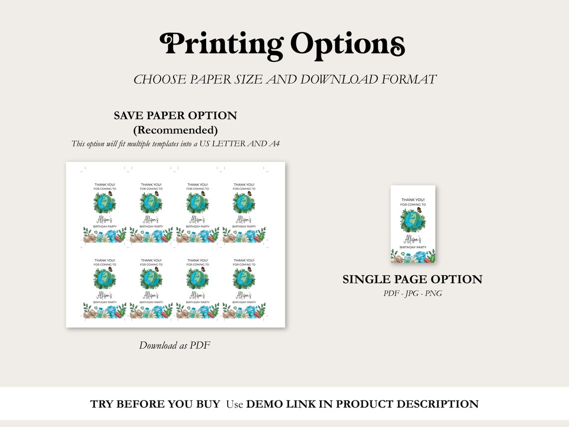 Earth Day Birthday Thank You Tags, Earth Day Party Favor Tags, Earth ...