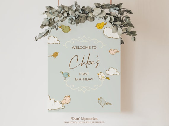 Birds Birthday Welcome Sign Birds Party Sign Little Birdie - Etsy
