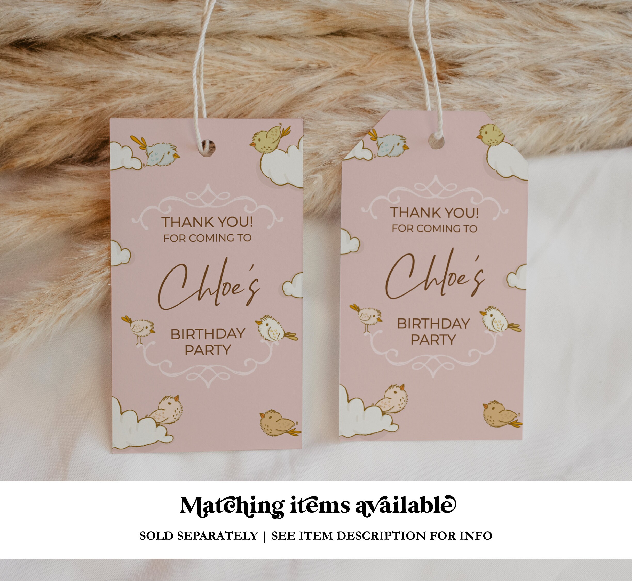 Birds Birthday Invitation Birds Theme Party Pink Bird - Etsy