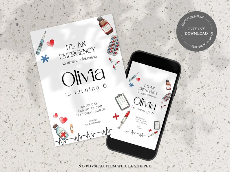 Medical Birthday Party Invitation, Nurse Birthday Party, Doctor Party ...