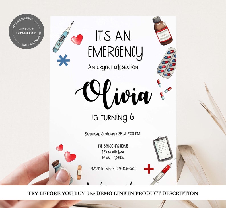 Medical Birthday Party Invitation Nurse Birthday Party - Etsy