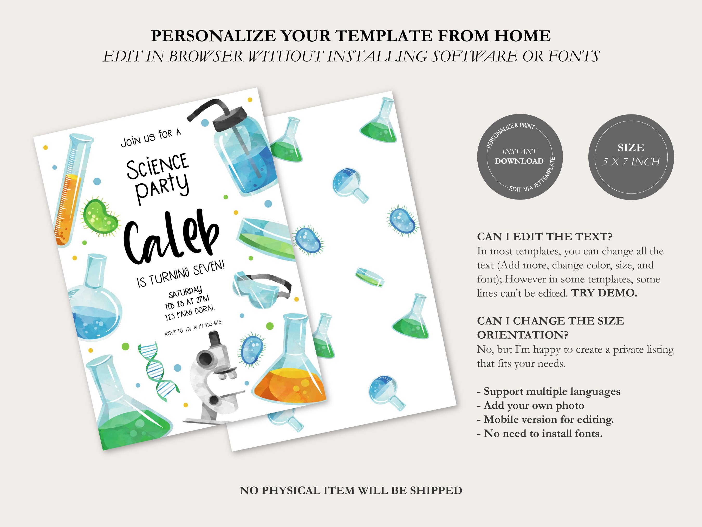 Science Birthday Party Invitation, Science Party Invite, Science ...