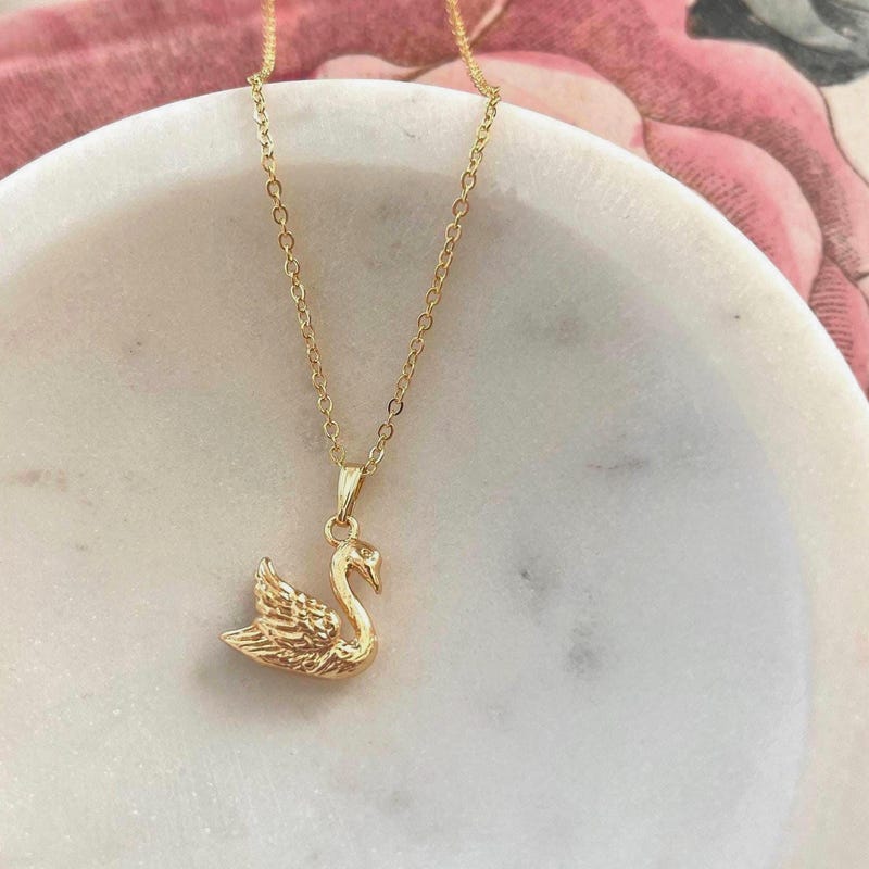 Gold Swan Necklace Dainty - Etsy