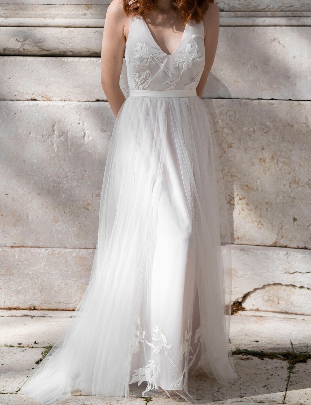 Detachable Overskirt Made of Floaty Tulle With Slit in Front Skirt and ...