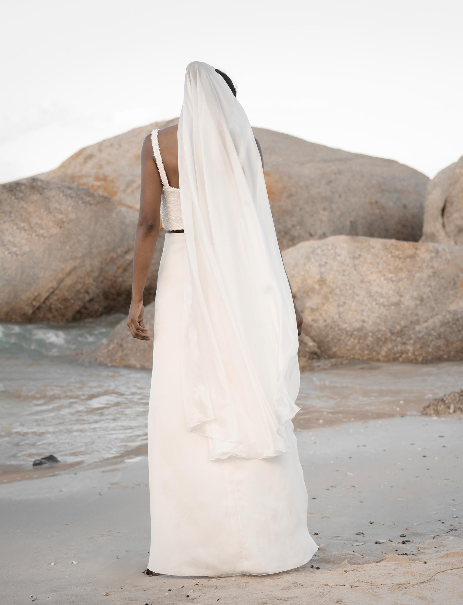 Silk Chiffon Bridal Veil, One Layer Wedding Veil Made of Flowy Chiffon ...