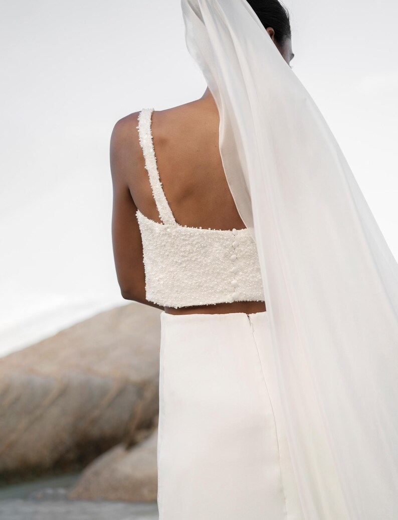 Silk Chiffon Bridal Veil, One Layer Wedding Veil Made of Flowy Chiffon ...