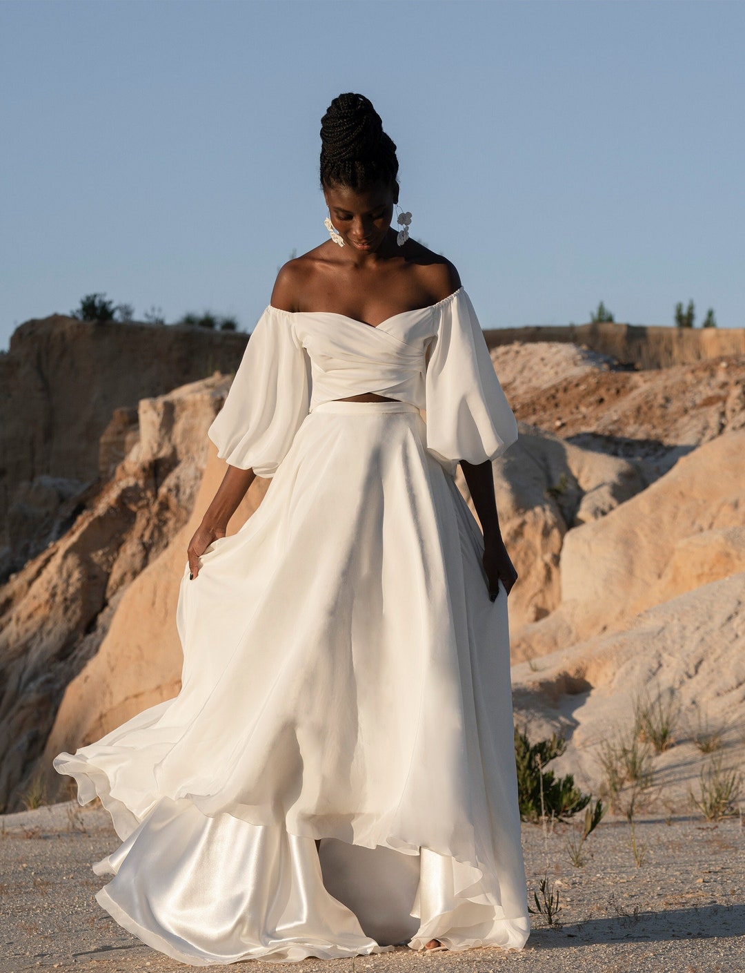 Off the Shoulder, Satin Wedding Top, Modern Wedding Dress Top With ...