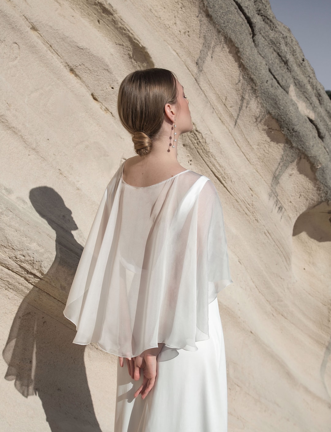 Silk Chiffon Bridal Cape, Wedding Dress Cover Up, Bridal Jacket, Bolero ...