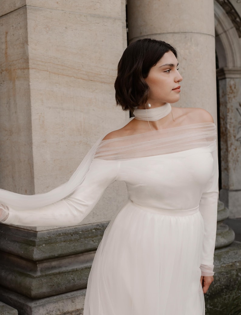 Wedding Scarf Made of Soft Tulle, Wedding Dress Cover Up, Alternative ...