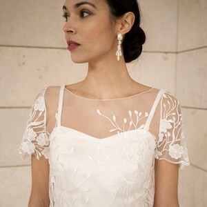 Sheer Lace Wedding Top, Boat Neck Bridal Crop Top Perfect for Simple ...