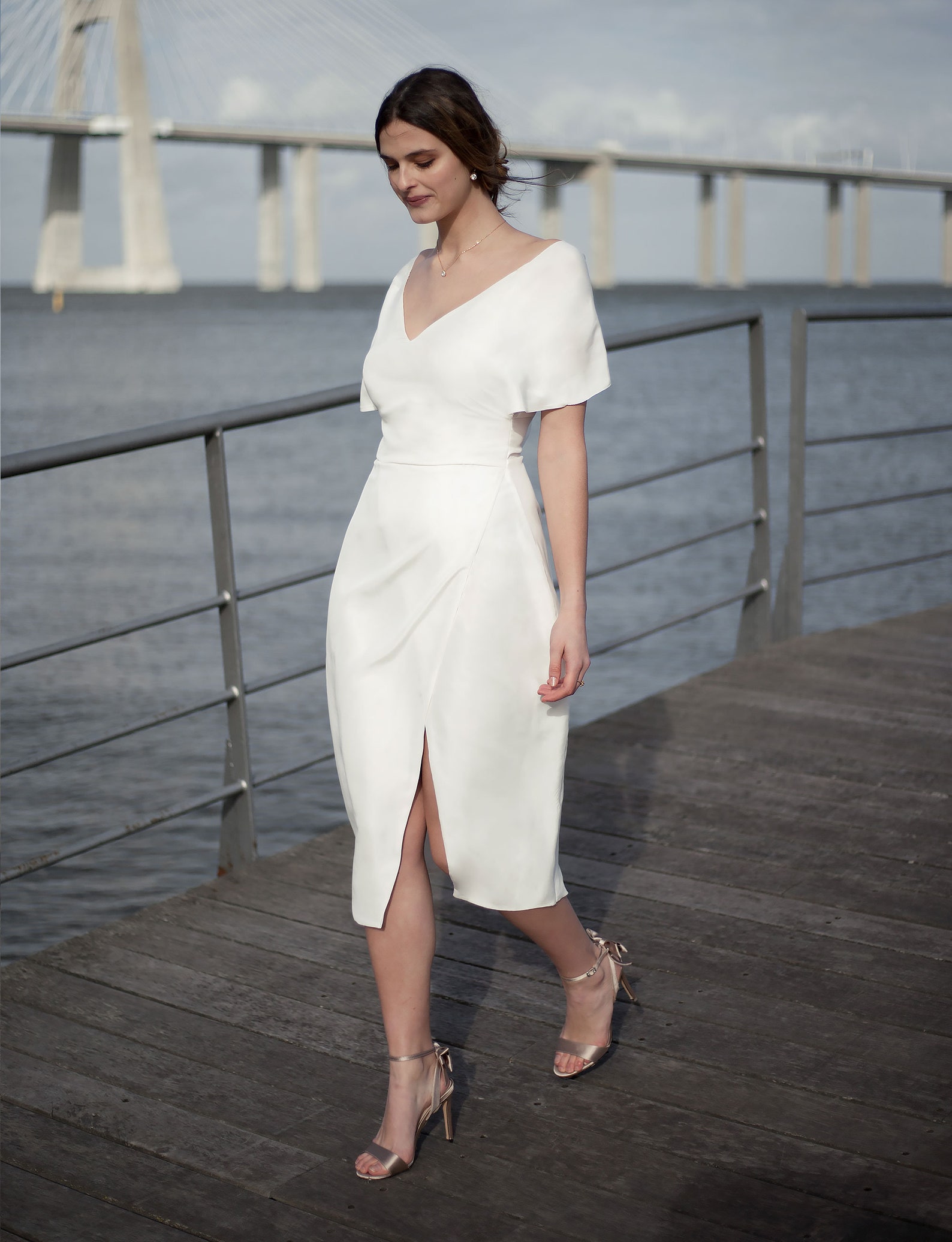 Short Simple Wedding Dress Made of Satin Tea-length Wedding - Etsy