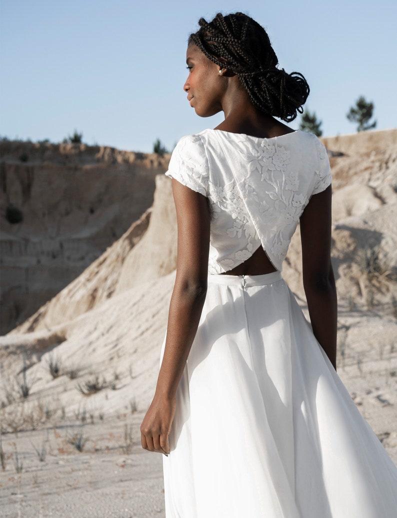 Lace Wedding Top With Cap Sleeves Bohemian Inspired Crop Top - Etsy