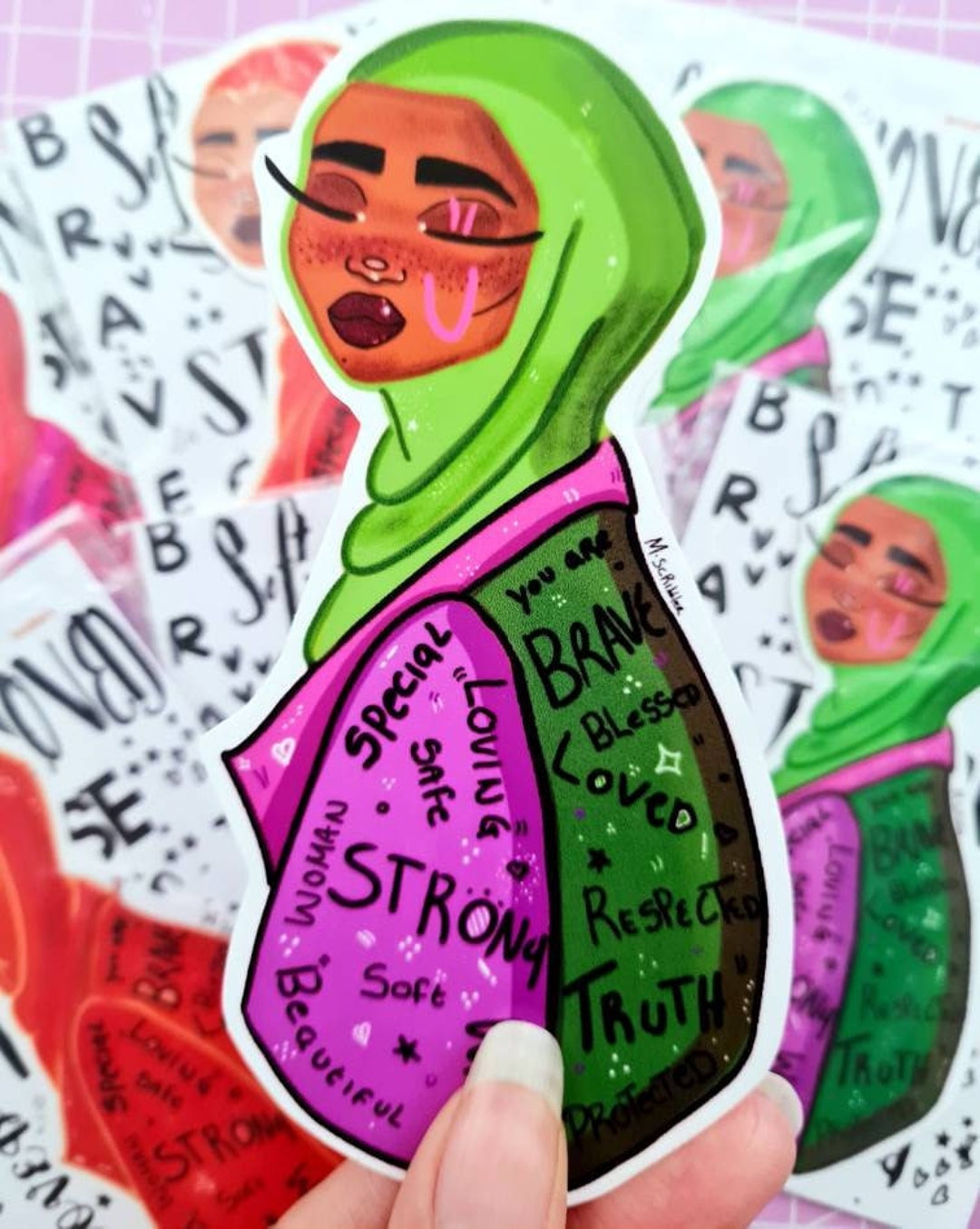 Positive Affirmations Sticker Muslim Woman Illustration - Etsy