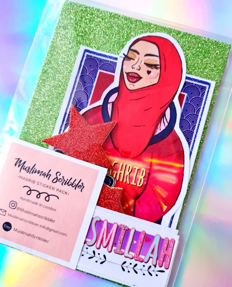 Hijabi Prayer Stickers Packs 7 Pieces Die Cut Muslim Girleid Islamic ...