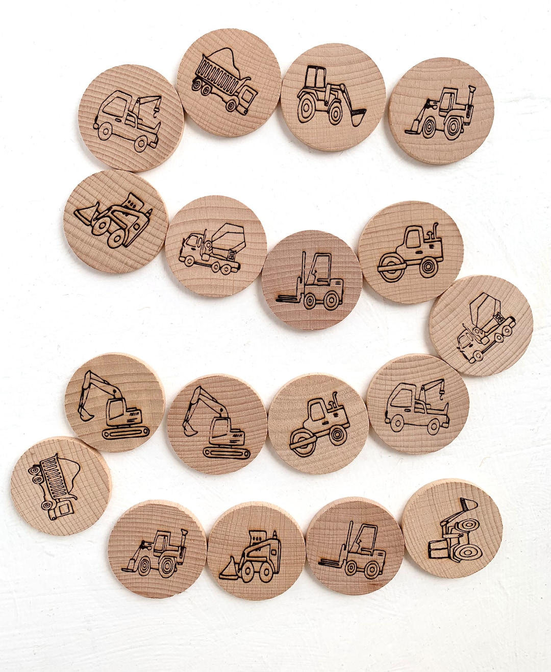 Wooden Memory Matching Game: Construction Vehicles, Travel Toy - Etsy