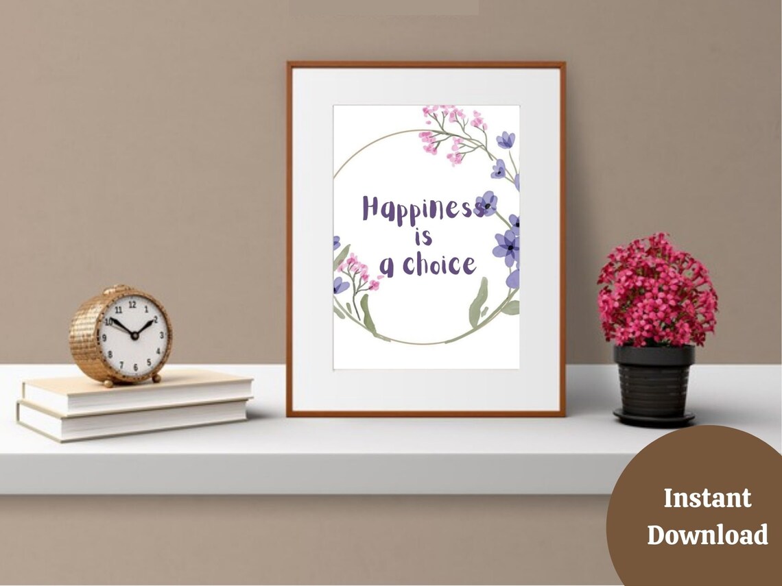Happiness Life Quote, Printable Wall Art, Digital Instant Download - Etsy