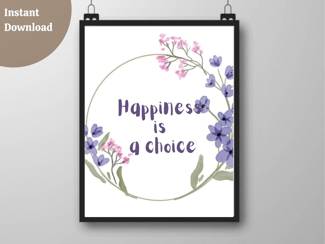 Happiness Life Quote Printable Wall Art Digital Instant - Etsy