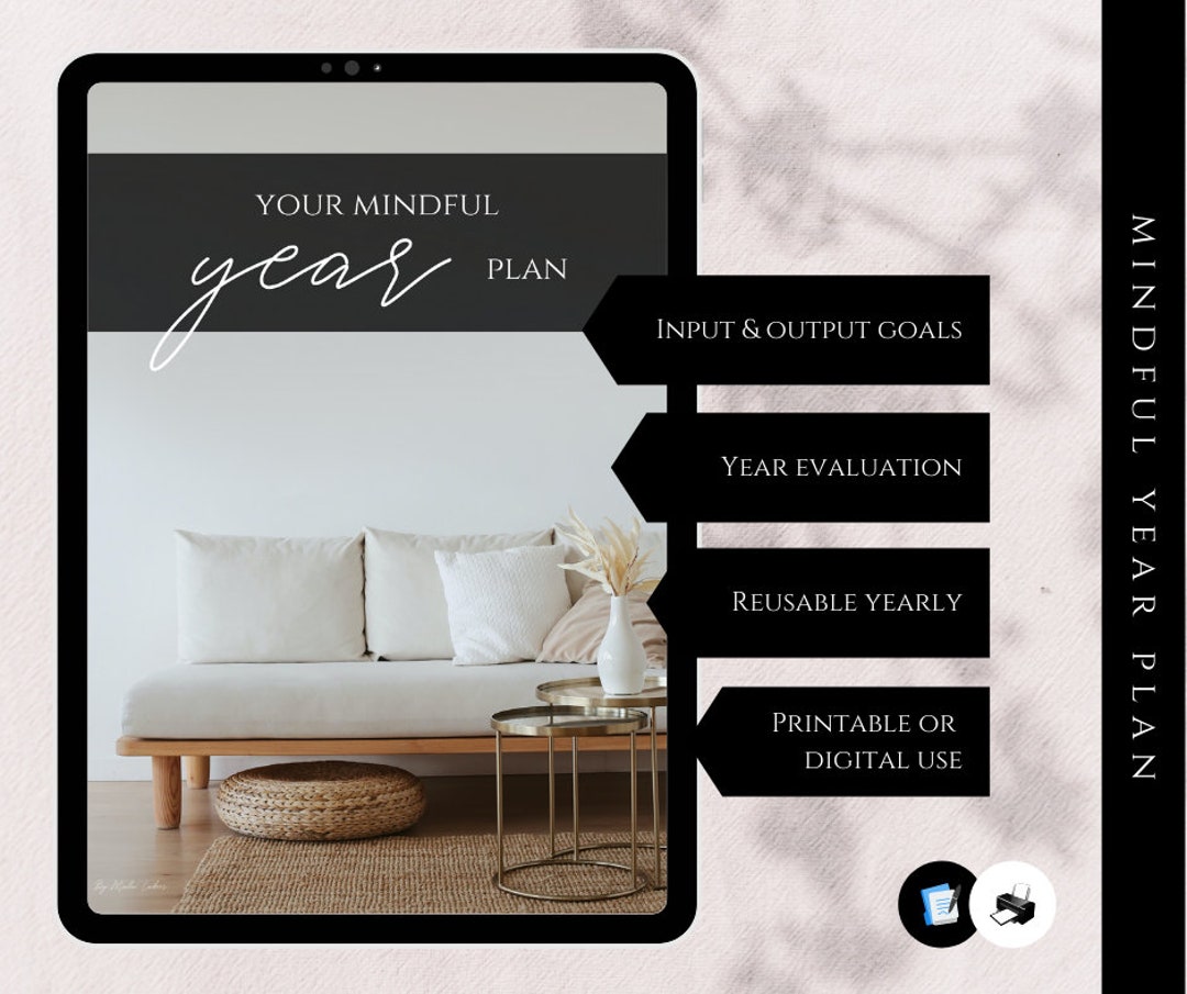 Your Mindful Year Plan, Digital Planner, Growth - Awareness - Progress ...