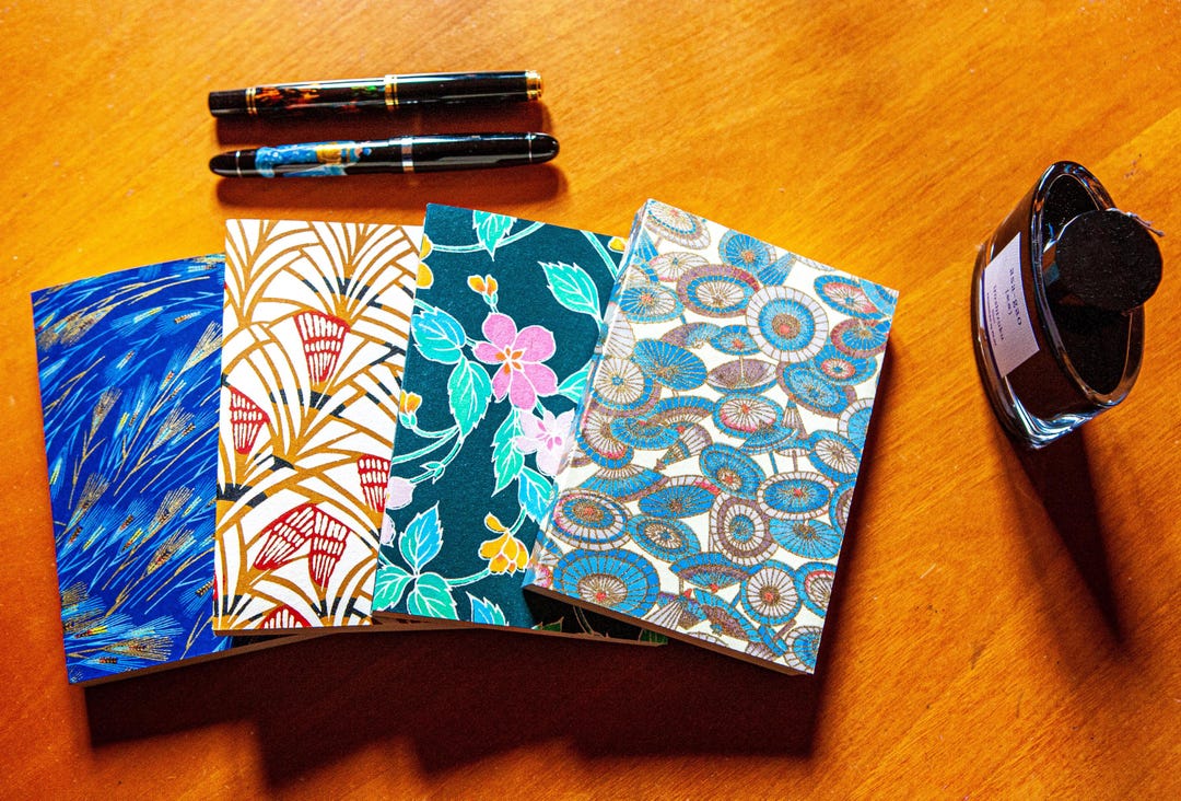 Set of Four Tomoe River Notebooks, A6 "katazome-chiyogami" , 400 Pages ...