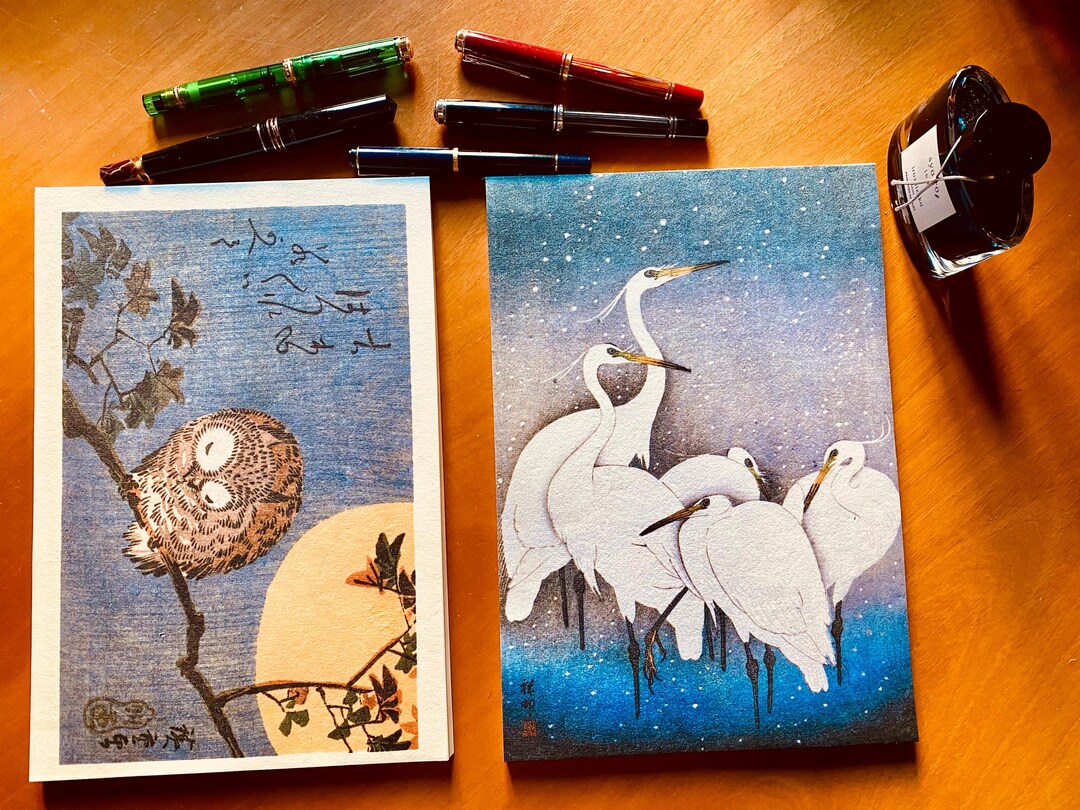 Tomoe River, Japanese Art Notepad Set – Owl & Egret Prints - Etsy