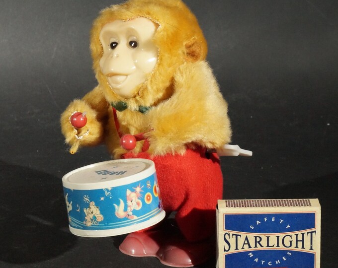 Tin Toy Drumming Monkey With Winding Key - Etsy UK